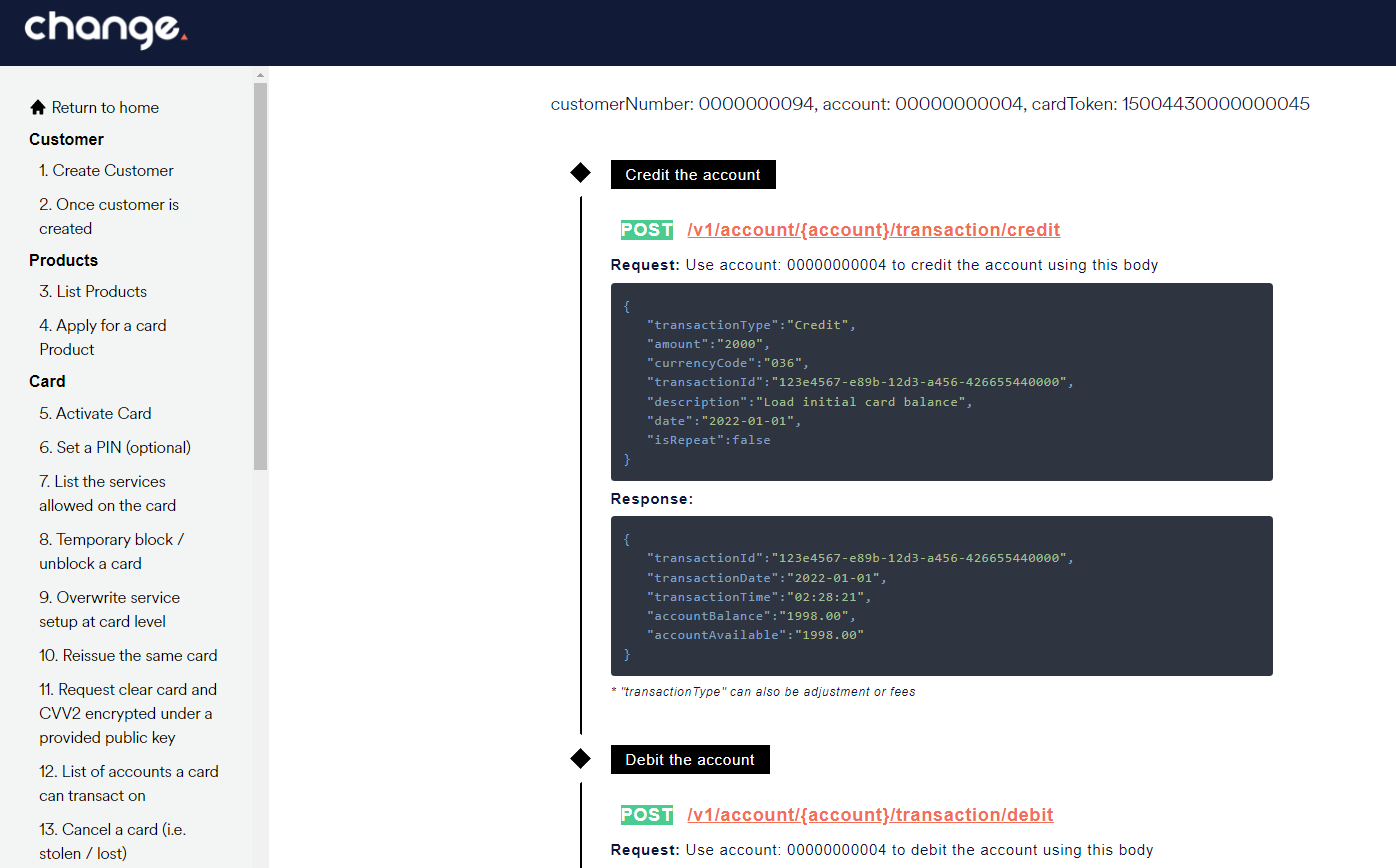Developer Resources - Change Financial